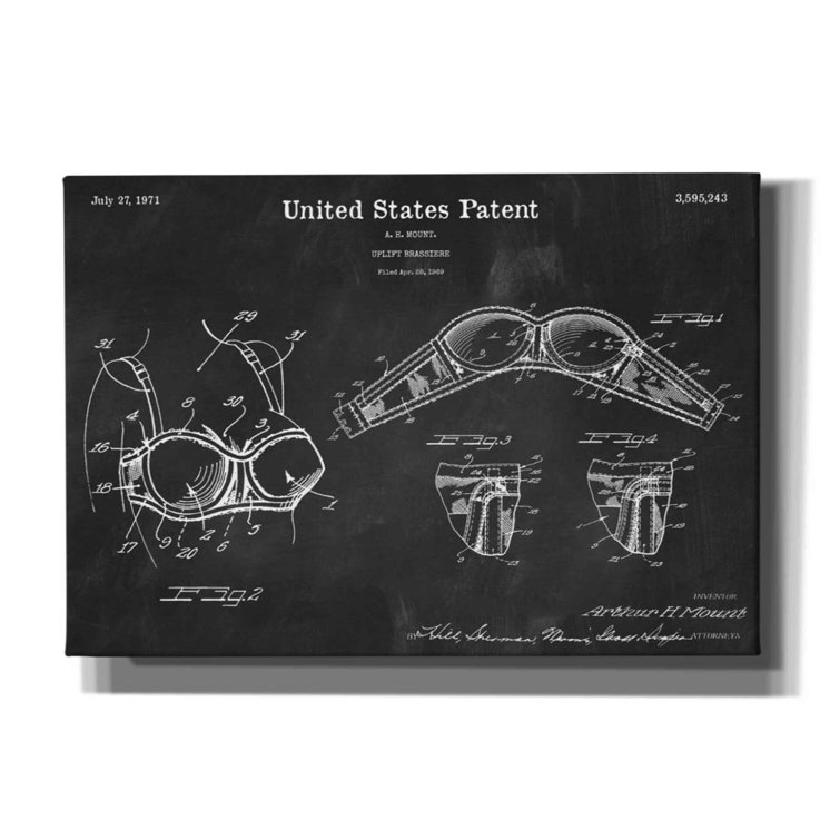 Williston Forge Push Up Bra Blueprint Patent Chalkboard On Canvas